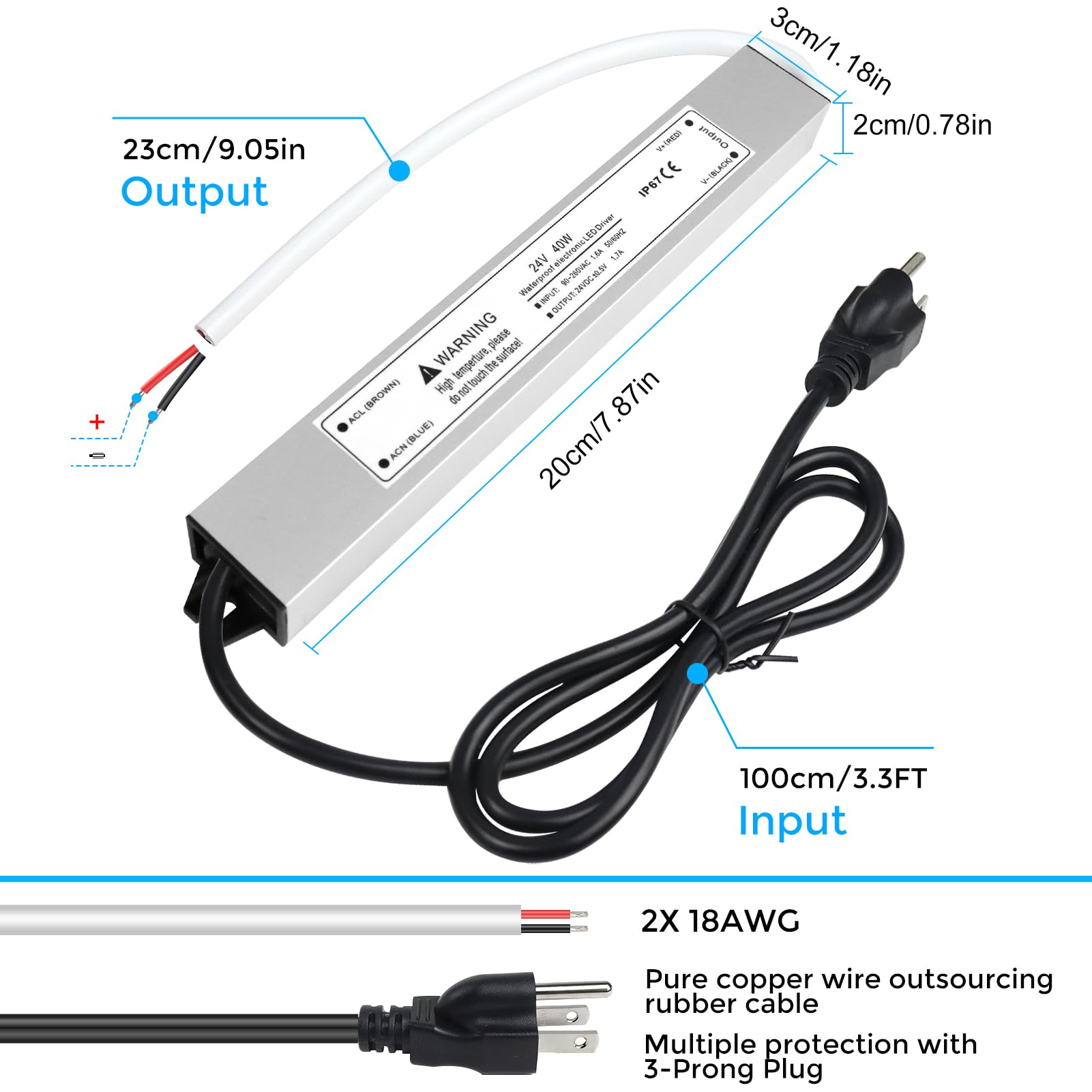 Snapklik.com : LightingWill LED Driver 40 Watts Waterproof IP67 Power ...