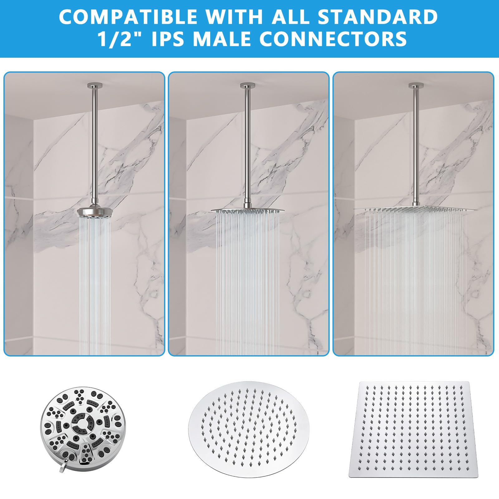 Snapklik.com : Lordear Long Shower Arm 16 Inch Chrome Ceiling Mount ...