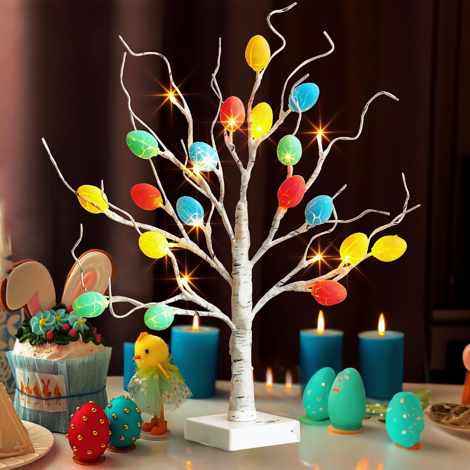 Amazon.com: PABIPABI Easter Tree with Lights, Birch Tree with LED ...