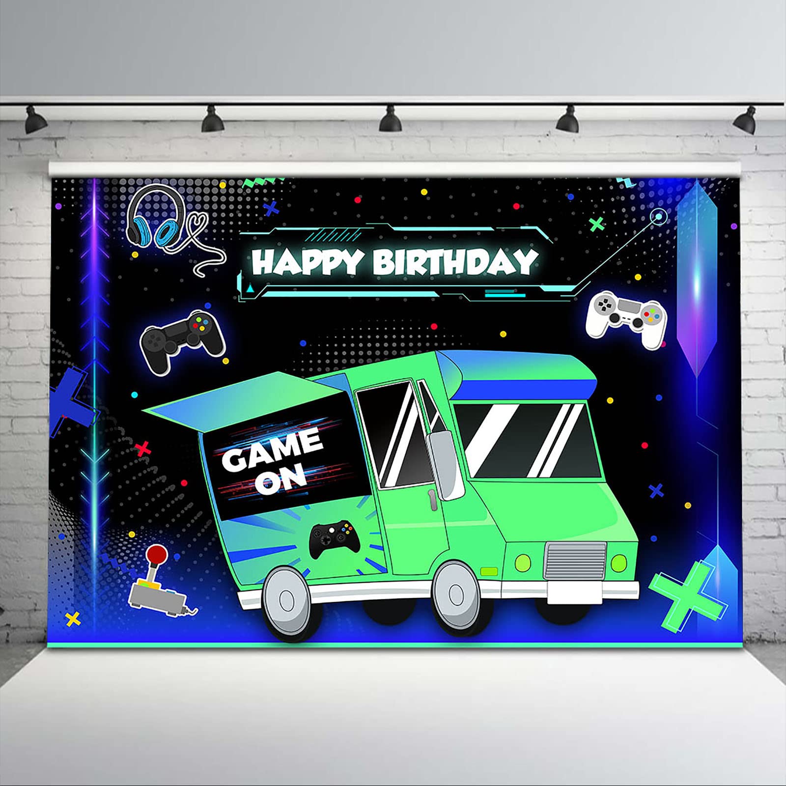 Buy Avezano 7x5ft Vedio Game Backdrop Level Up Boys Gaming Truck ...