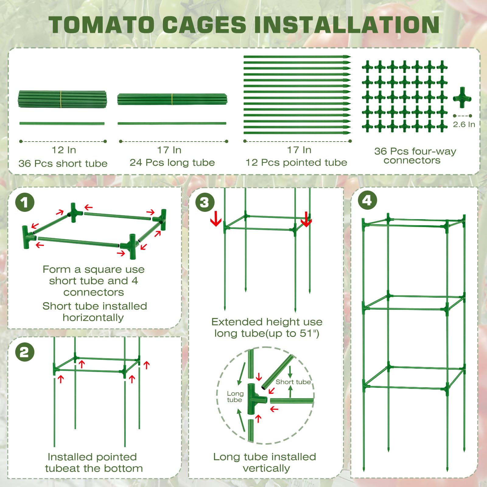 Snapklik.com : WYRJXYB Tomato Cages Square For Garden 3 Packs - Heavy ...