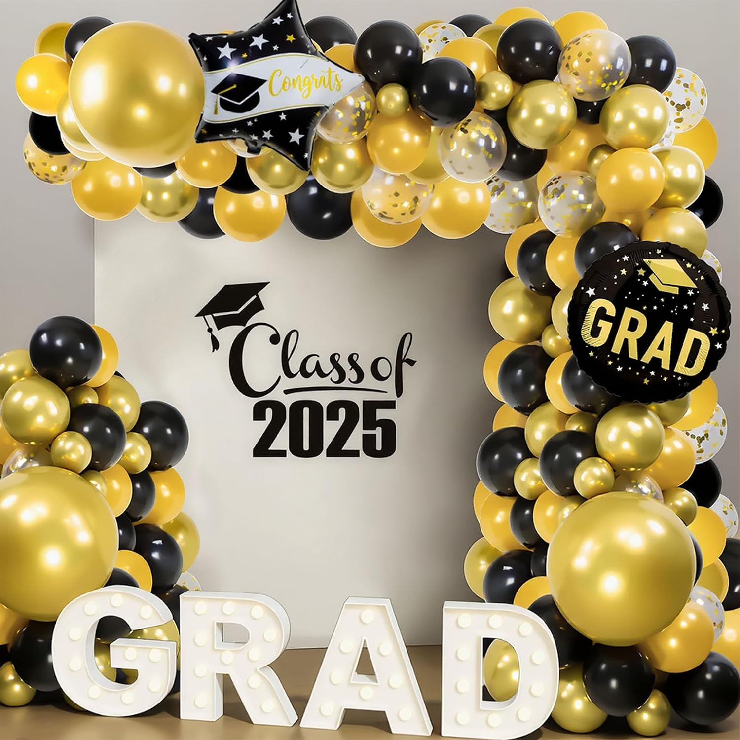 Amazon.com: Graduation Balloon Arch Garland Kit 2025, Black Gold ...