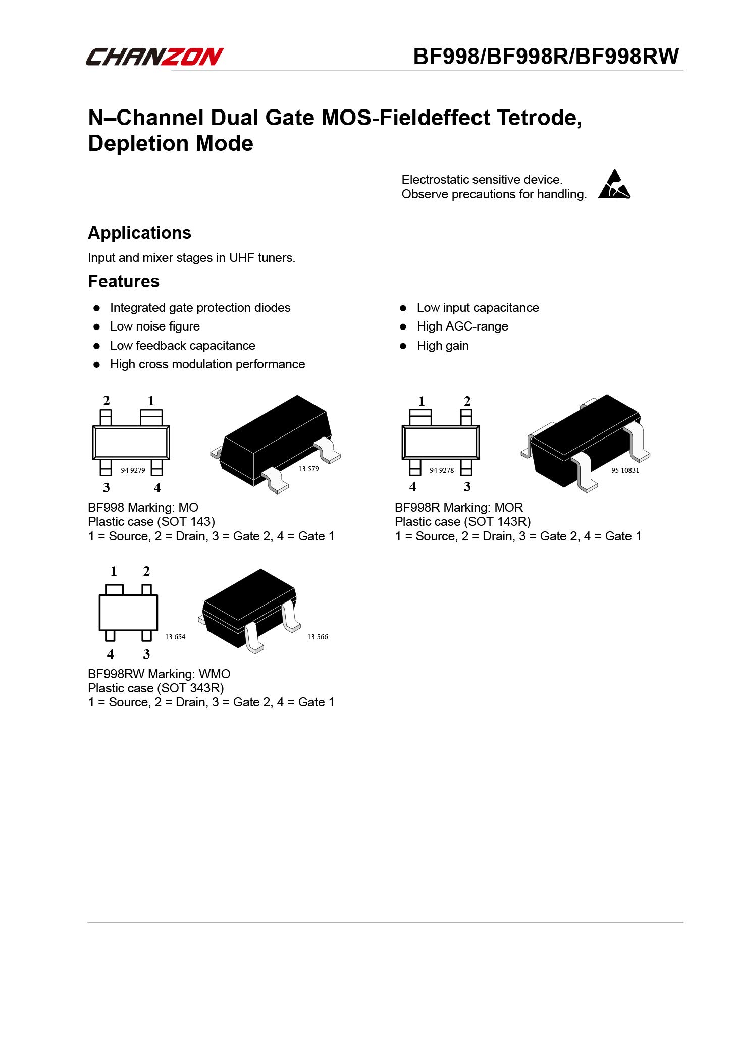 Snapklik.com : Chanzon BF998 SOT-143 N-Channel JFET FET Junction Field ...