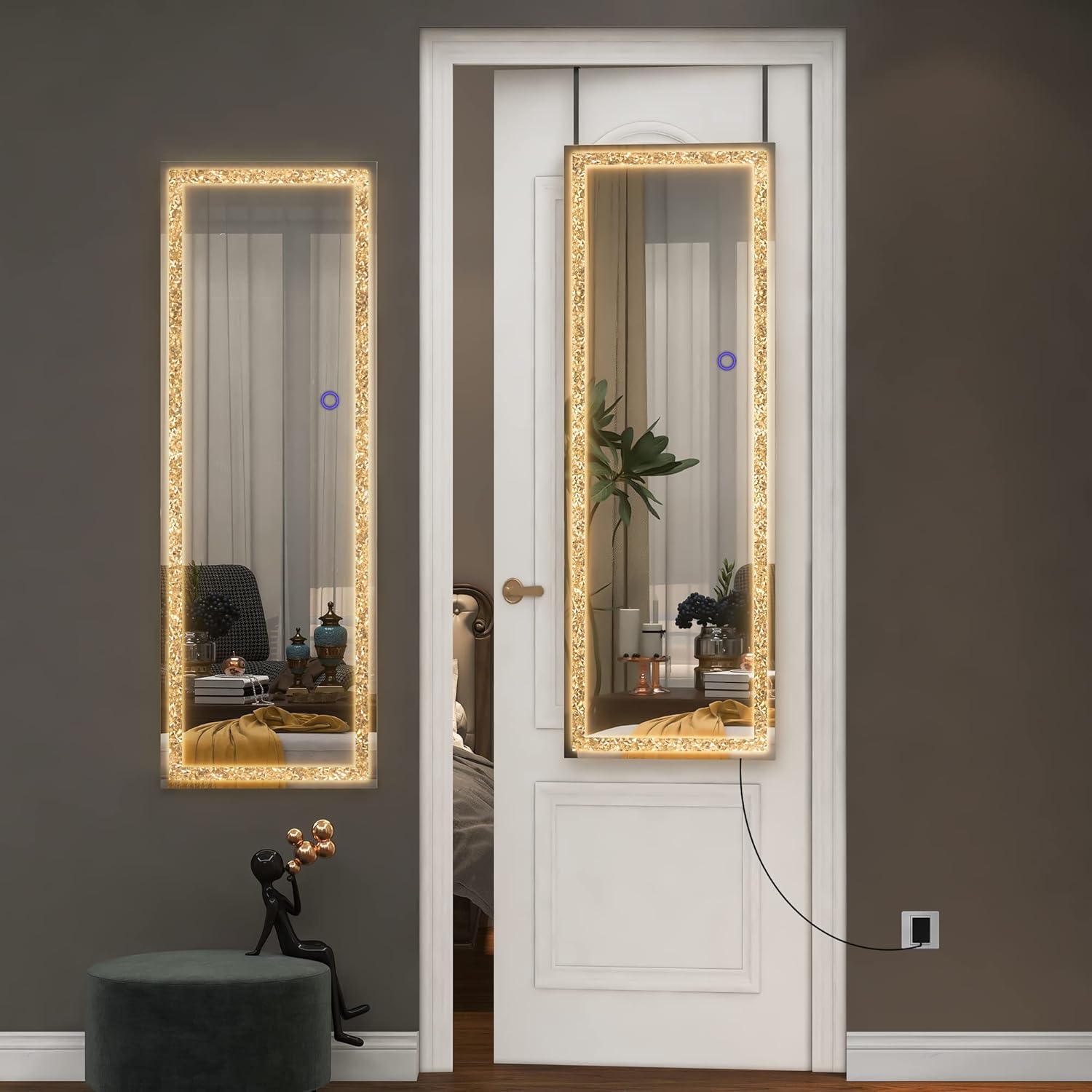 Amazon.com: GlasFlength Diamond LED Mirror - Full Length, 47"x16", Wall ...