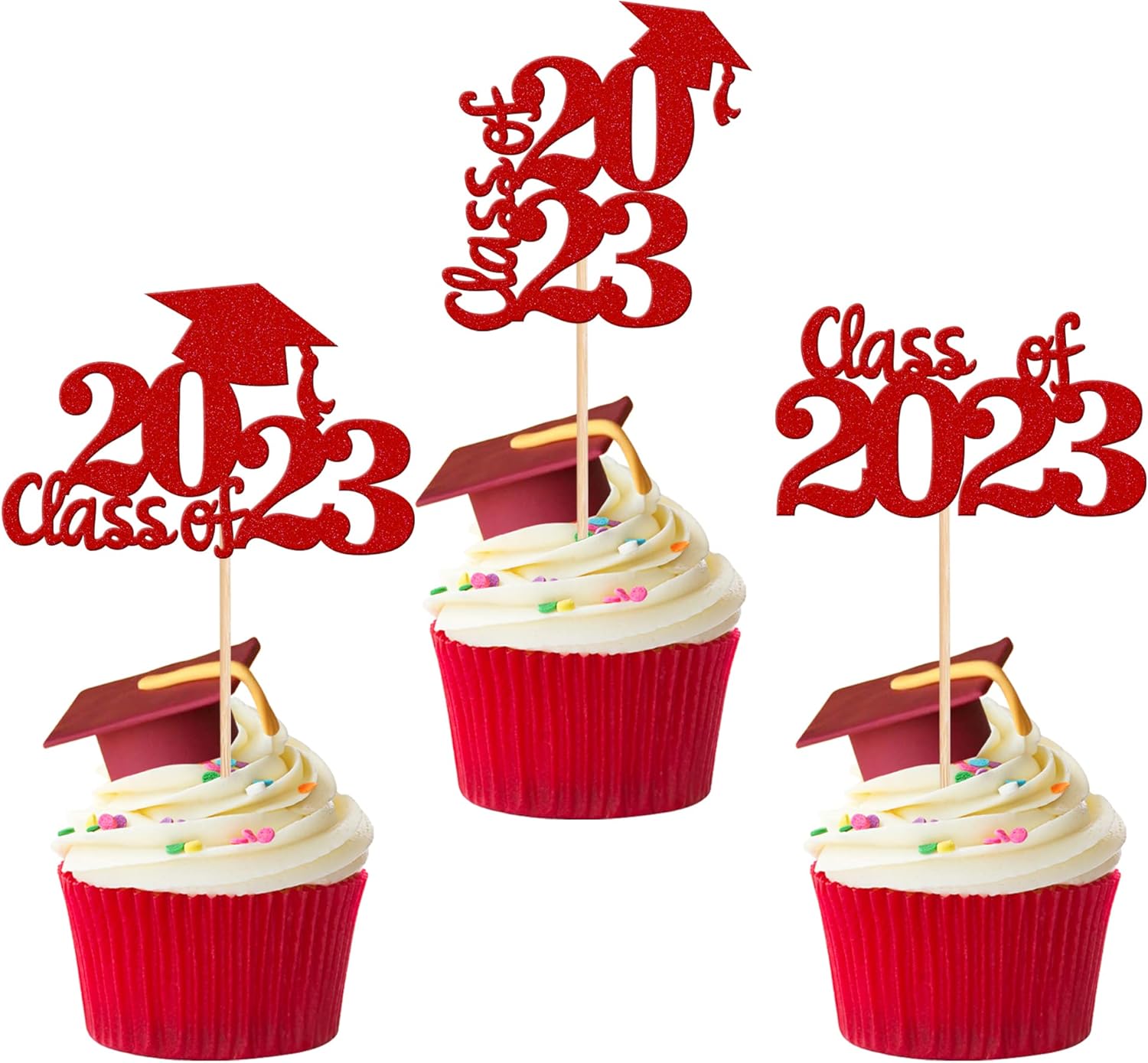 Amazon.com: 30 PCS 2023 Graduation Cap Cupcake Toppers Class of 2023 ...