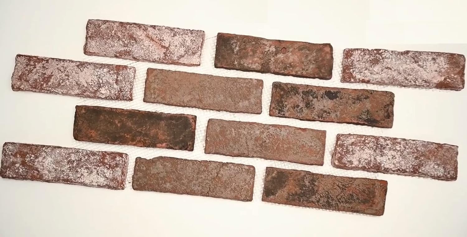 2x8 Brick Tumbled Rustic Look Clay Reddish Mesh Mounted Wall Tile for ...