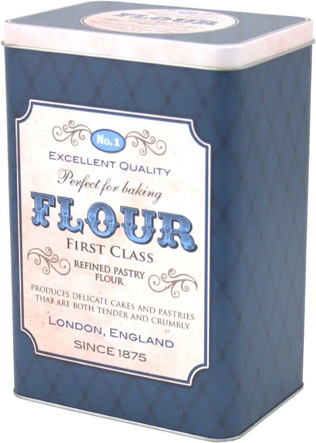 Carousel Home Retro Vintage Flour Storage Container Tin ~ Blue Flour ...