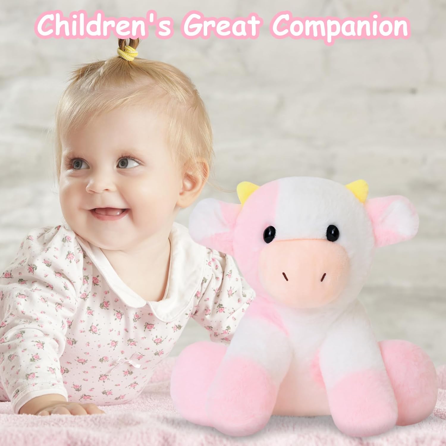 Peluche de vaca rosa, lindo peluche de vaca abrazo, almohada suave de ...