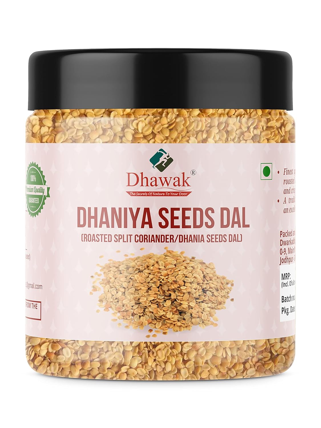 Dhawak Dhaniya Dal Roasted 250 Gms | Roasted Split Coriander Seeds [Jar ...