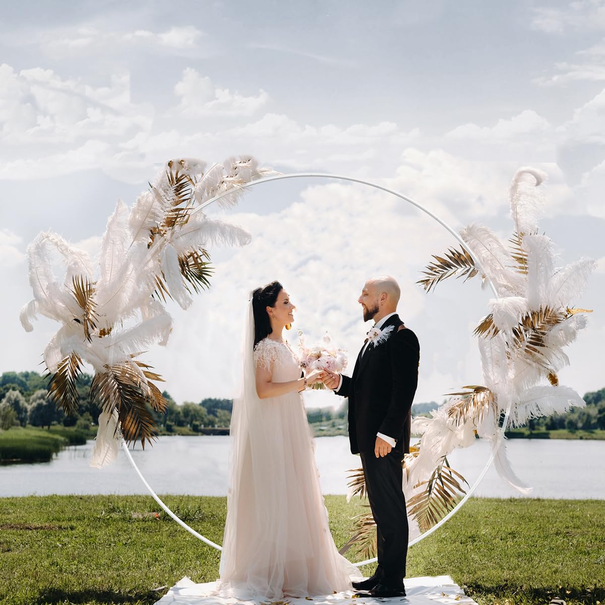 Snapklik.com : Melos Wedding Arch Round Backdrop Stand, 8.2 FT Wedding Arches For Ceremony ...