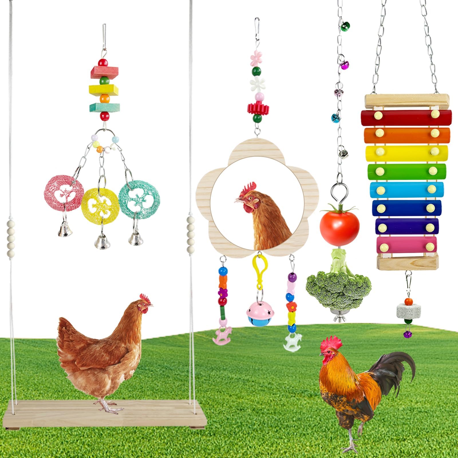 Amazon.com: 12PCS Longer Chain Chicken Toys for Coop Accessories ...