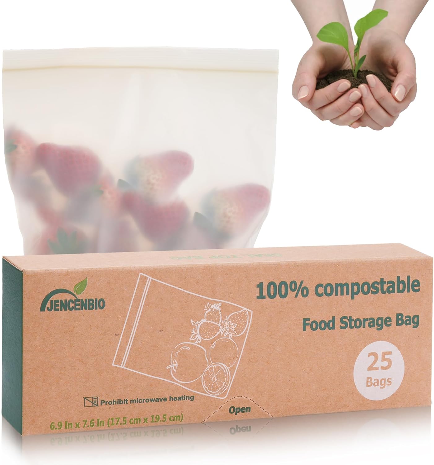 Amazon.com: JENCENBIO Compostable Food Storage Bags Quart Size 6.9 x 7. ...