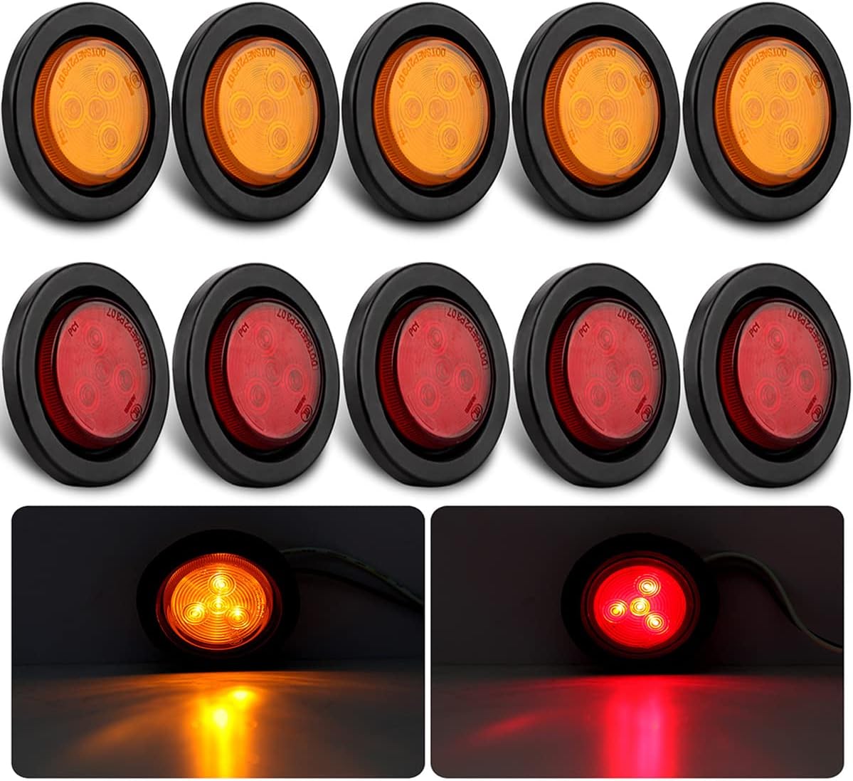 Amazon.com: MCRESOAR 2inch Led Round Side Marker Light w/Grommet Flush ...