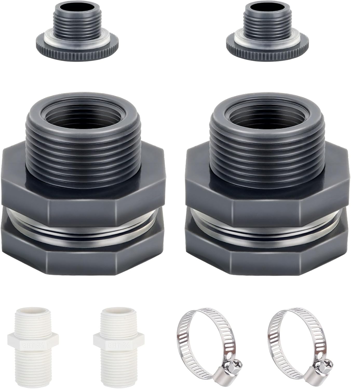 Amazon.com: AIRLUNCH PVC Bulkhead Fitting 3/4 Inch with Plugs,Garden ...