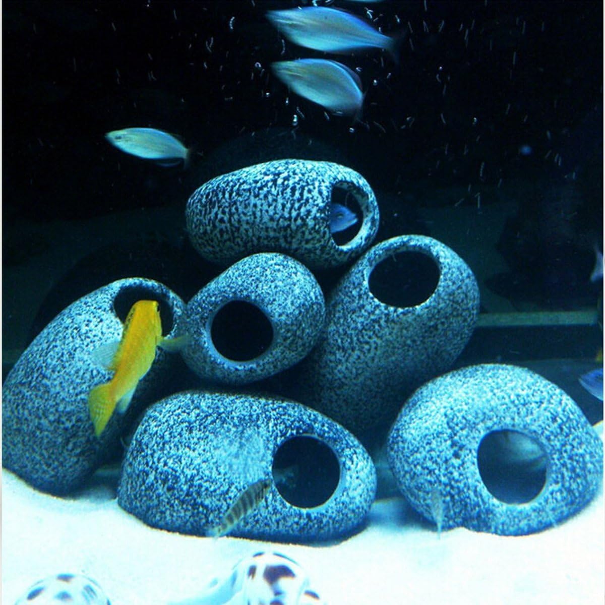 Amazon.com : New Aquarium Cichlid Stones Ceramic Rock Cave Ornament ...