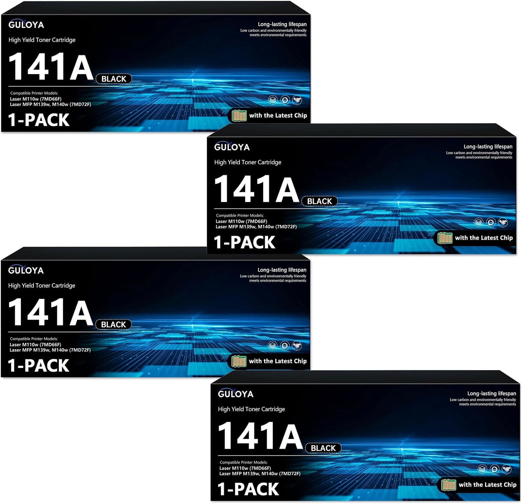 Amazon.com: 141A Black Toner Cartridge with Chip (2-Pack)| Ink Toner ...