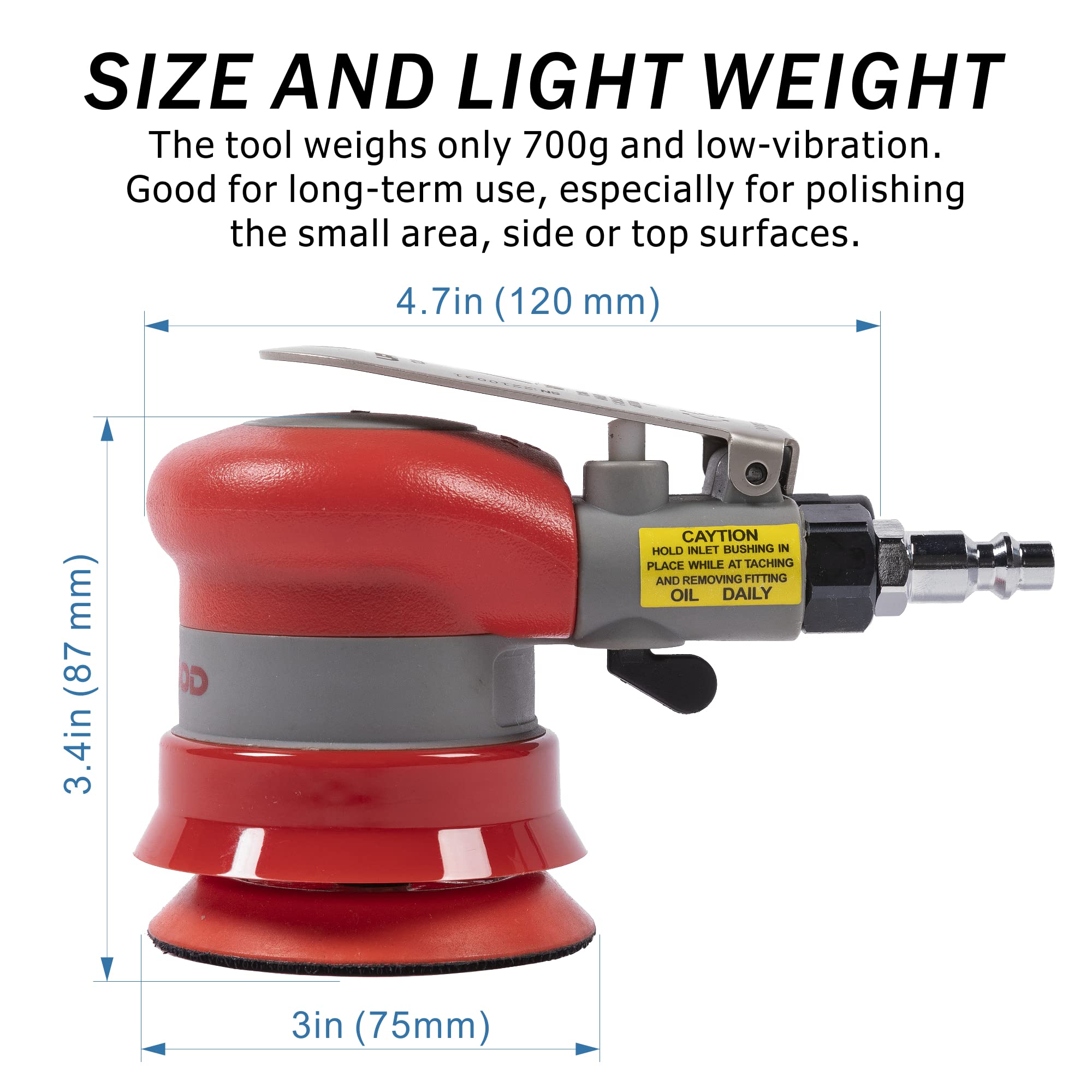 Pneumatic random orbital sander 3-inch light weight palm sander 3/32 ...