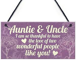 Amazon.com: Auntie and Uncle Birthday Gifts Hanging Wood Signs Plaque ...