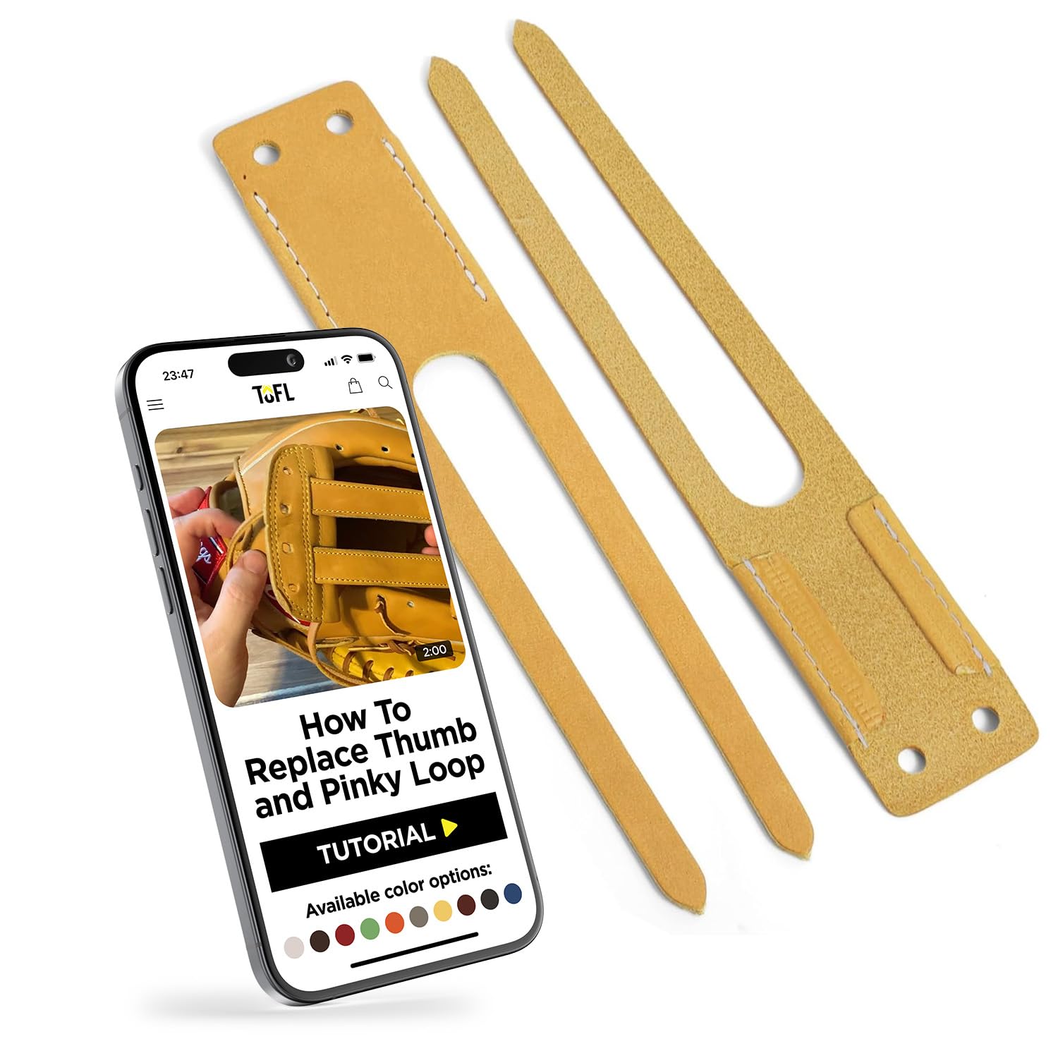 Snapklik.com : TOFL Baseball Glove Thumb And Pinky Replacement Leather Loops Durable Laces For ...