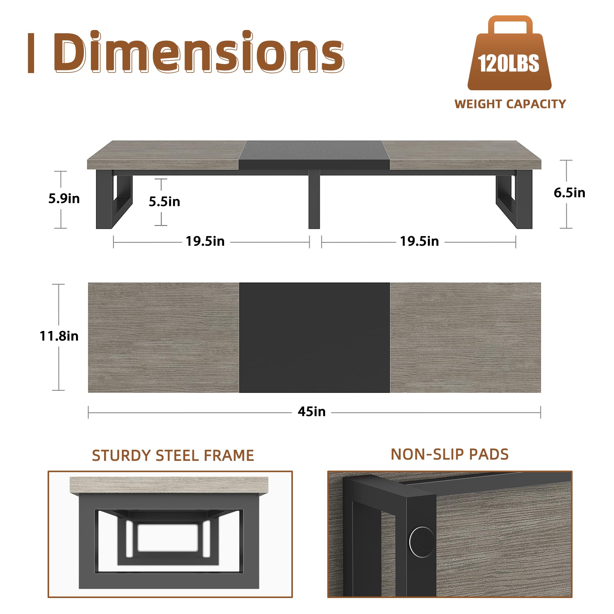 YAOHUOO 45" Large TV Riser for 32-60 inch TV, TV Riser Stand Shelf with ...