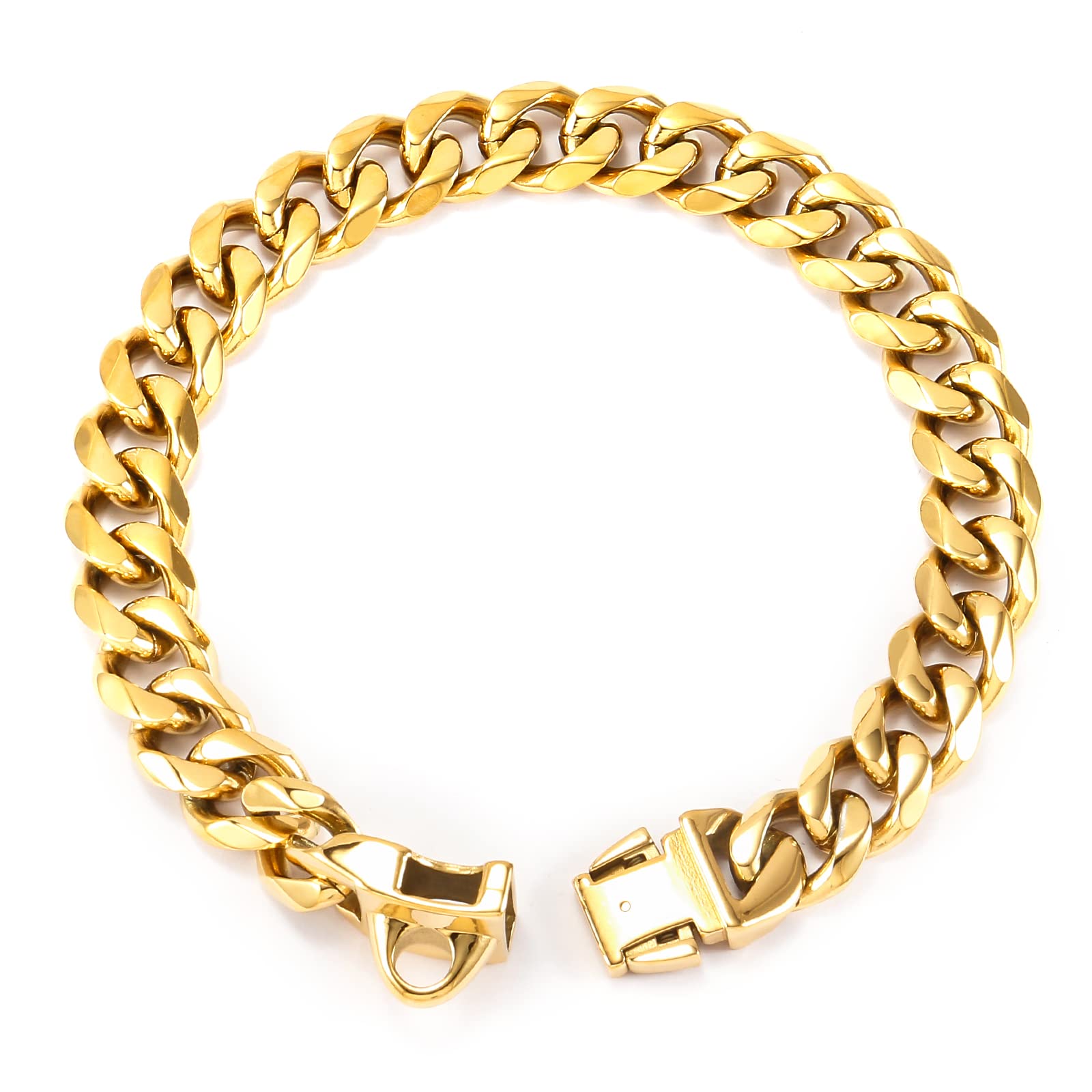 CaptainSteeL Stainless Steel Cuban Dog Collar, 19mm Wide Medium/Large ...