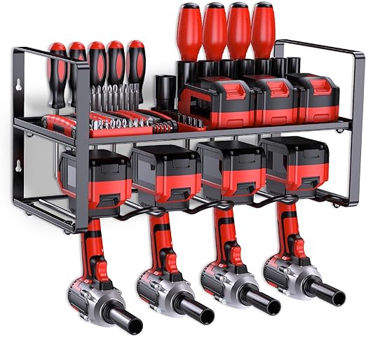 Amazon.com: HUG&FKL Power Tool Organizer for Tool Storage，2Layer 4Drill ...