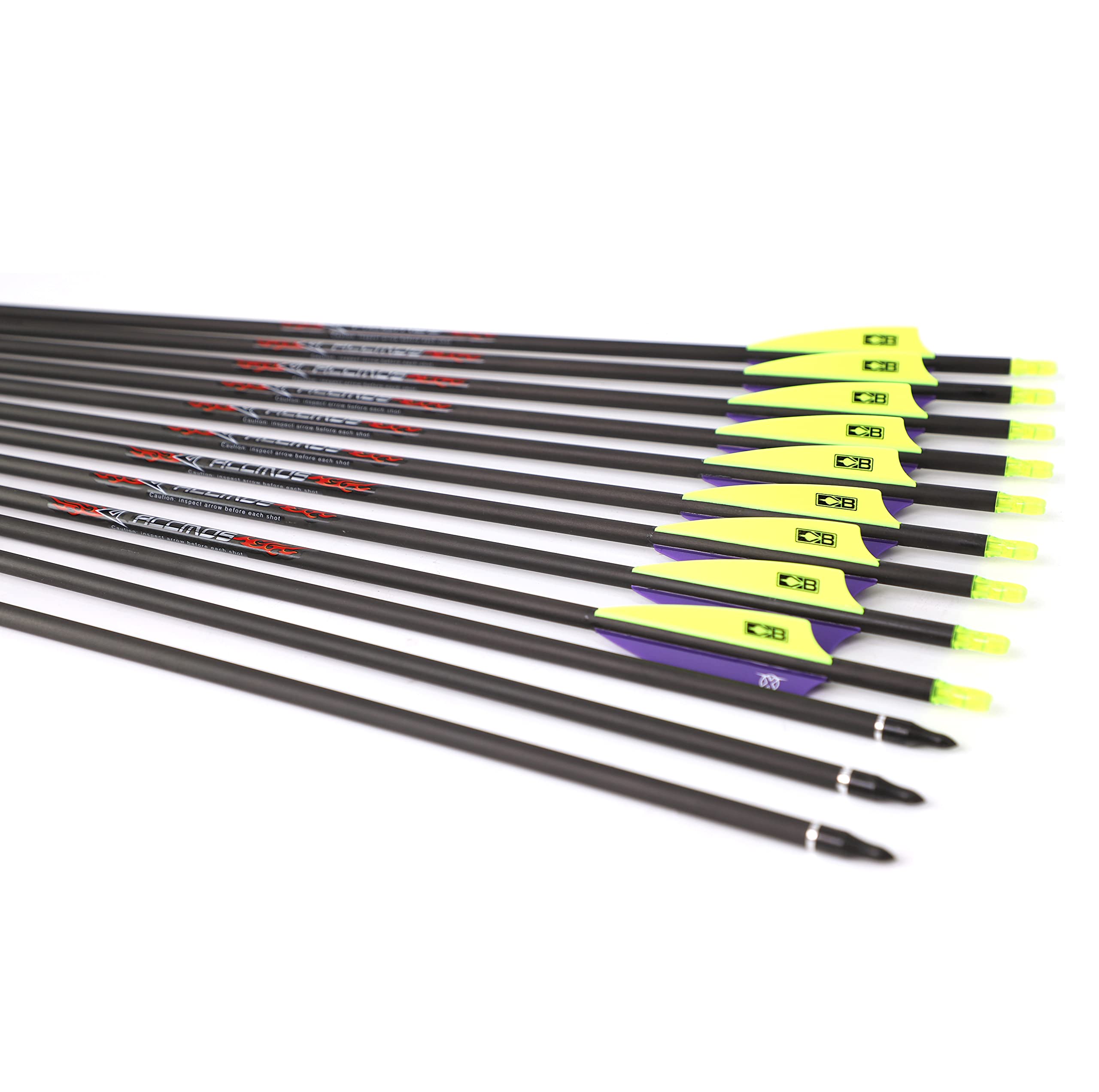 Carbon Arrows Spine 350 ACCMOS 12-Pack Carbon Arrows - 6.2mm ID, Spine ...