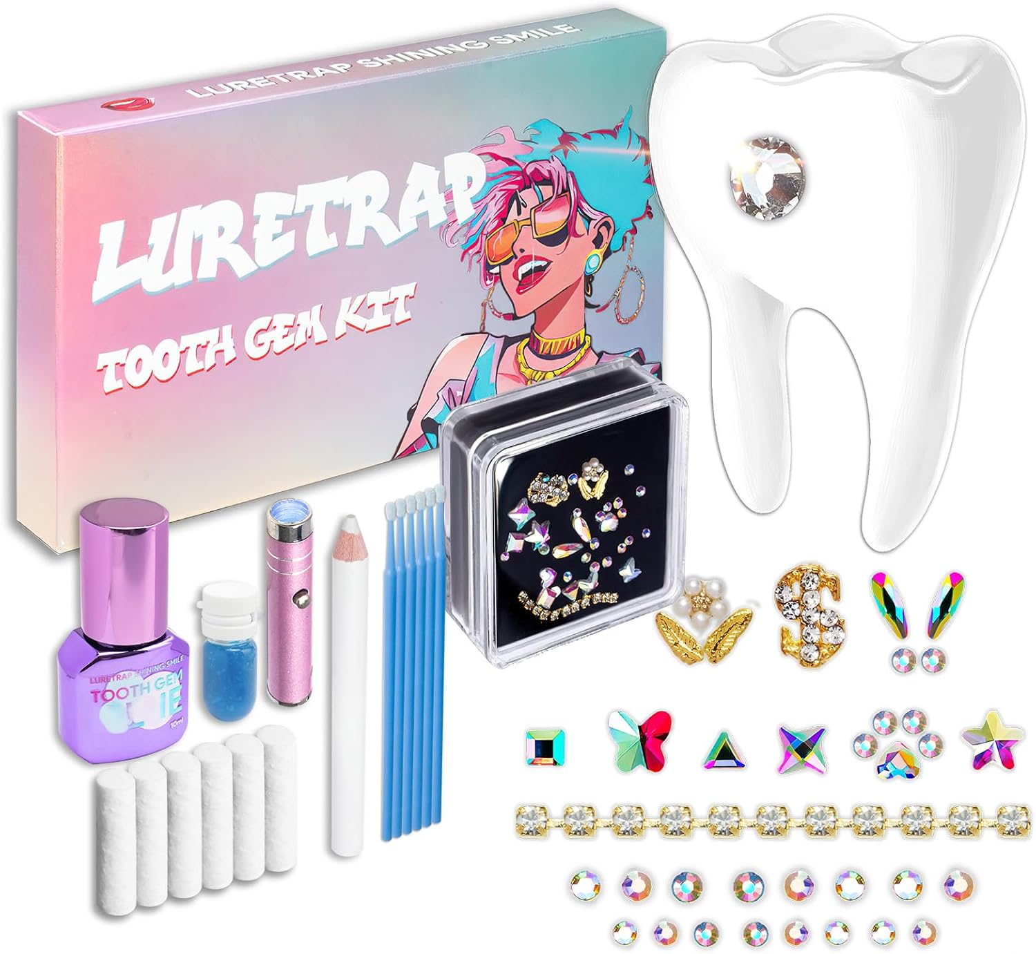 Amazon.com: PlainFylora 40 Pieces Brilliant Crystal Tooth Gem Kit for ...