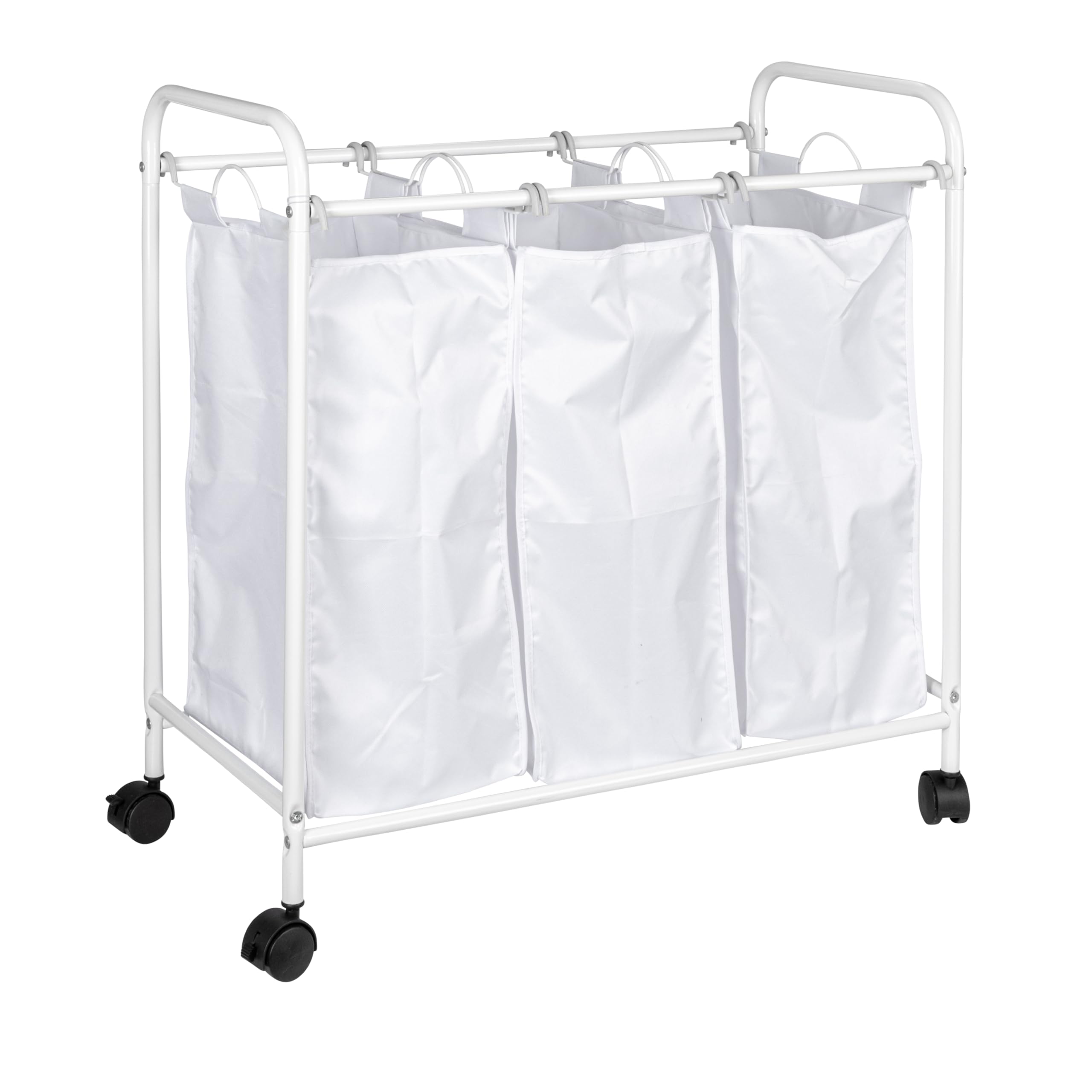 Amazon.com: Household Essentials Rolling Triple Laundry Sorter, White ...