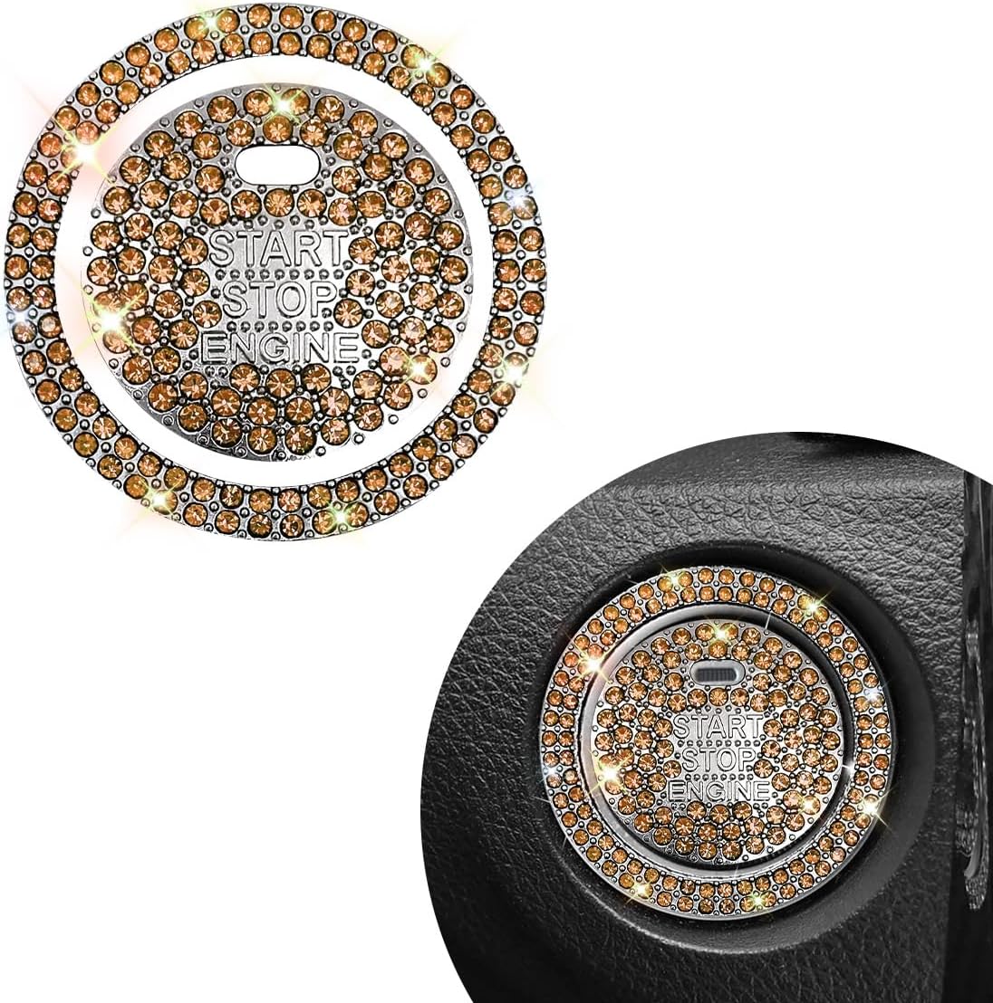 Amazon.com: povtii Bling Car Push Start Button Sticker, Sparkling ...