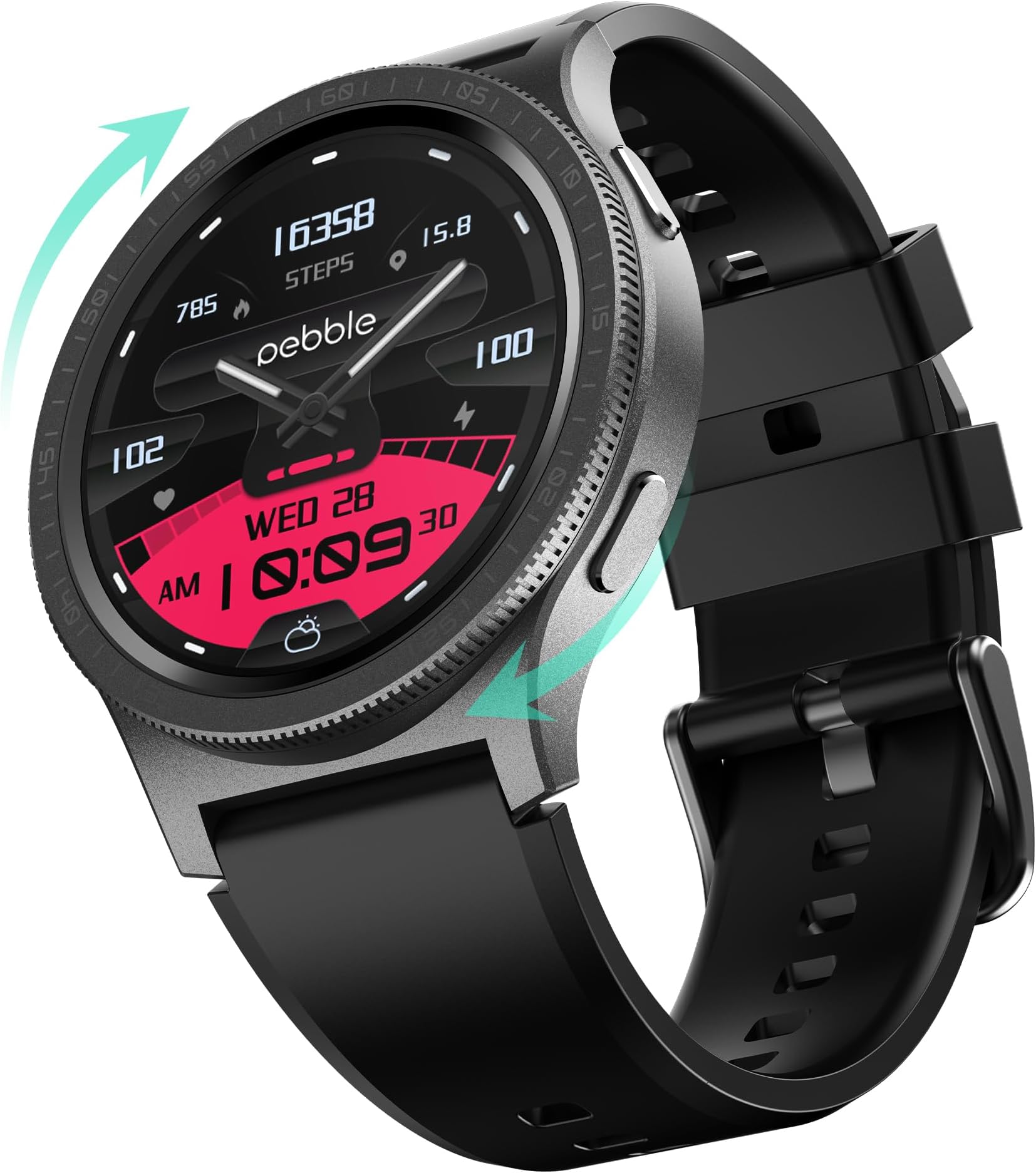 Pebble Revolve Pro 1.43" Ultra AMOLED Smartwatch | Rotating Bezel | 600 ...
