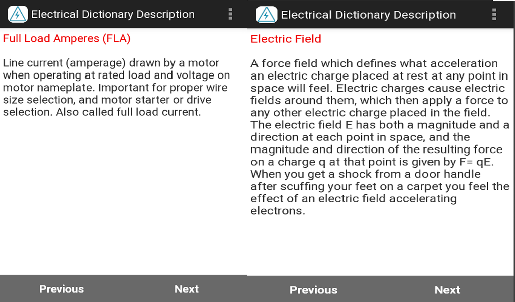 Electrical Dictionary Free - App on Amazon Appstore