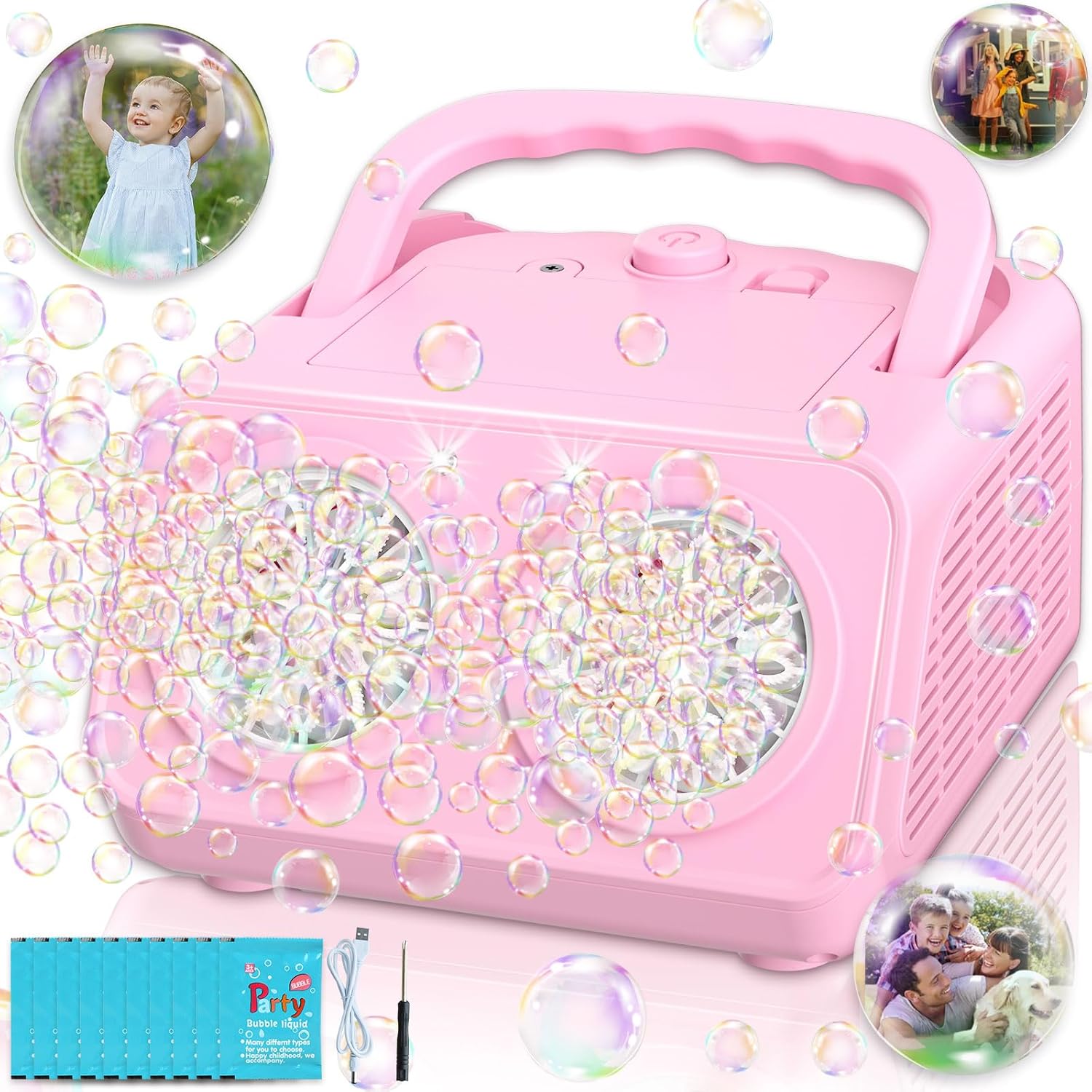 Bubble Machine, Durable Automatic Bubble Blower | 18000+ Big Bubbles ...