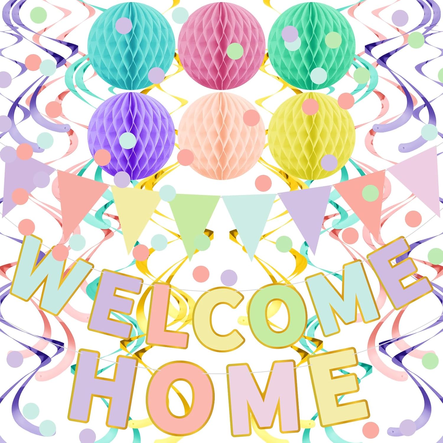 Amazon.com: Welcome Home Decorations, Welcome Home Banner Kit – Macaron ...