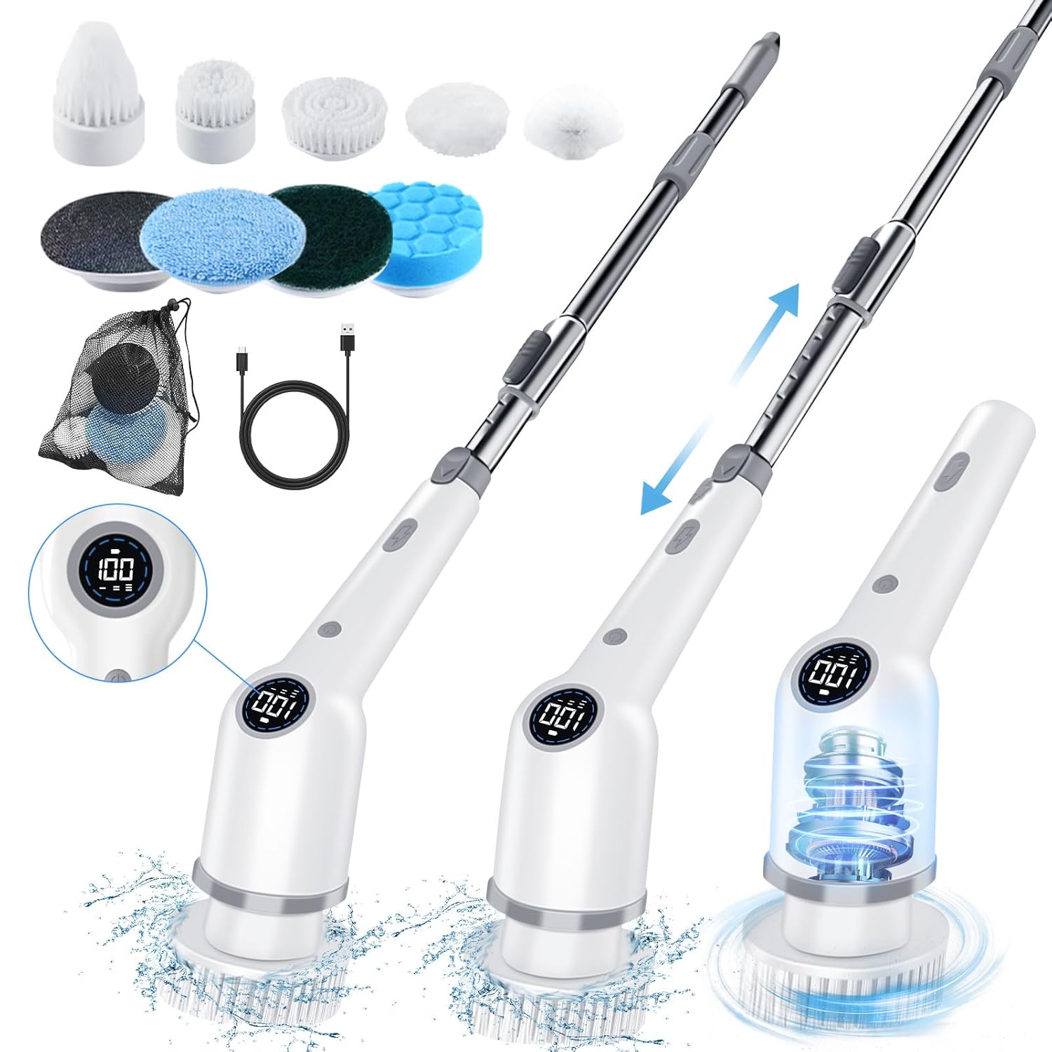 Amazon.com: Electric Spin Scrubber, Max 510 RPM Cordless Digital ...