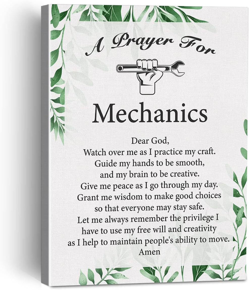 Amazon.com: Motivational a Prayer for Mechanics Quote Canvas Painting ...