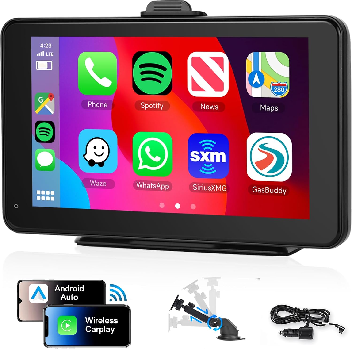 Amazon.com: Wireless Apple Carplay Car Stereo, 7" Portable Car Play ...