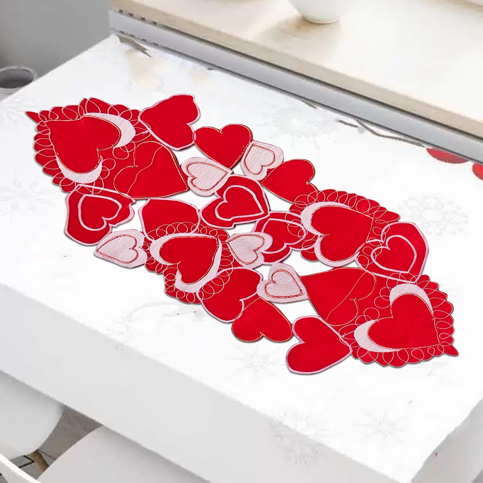 Amazon.com: Valentines Day Table Runner Decorations,34 in Embroidered ...