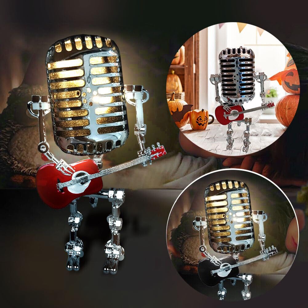 EHOTER Sherum Mic Rockbot, 2024 Vintage Microphone Guitar Robot Lamp ...