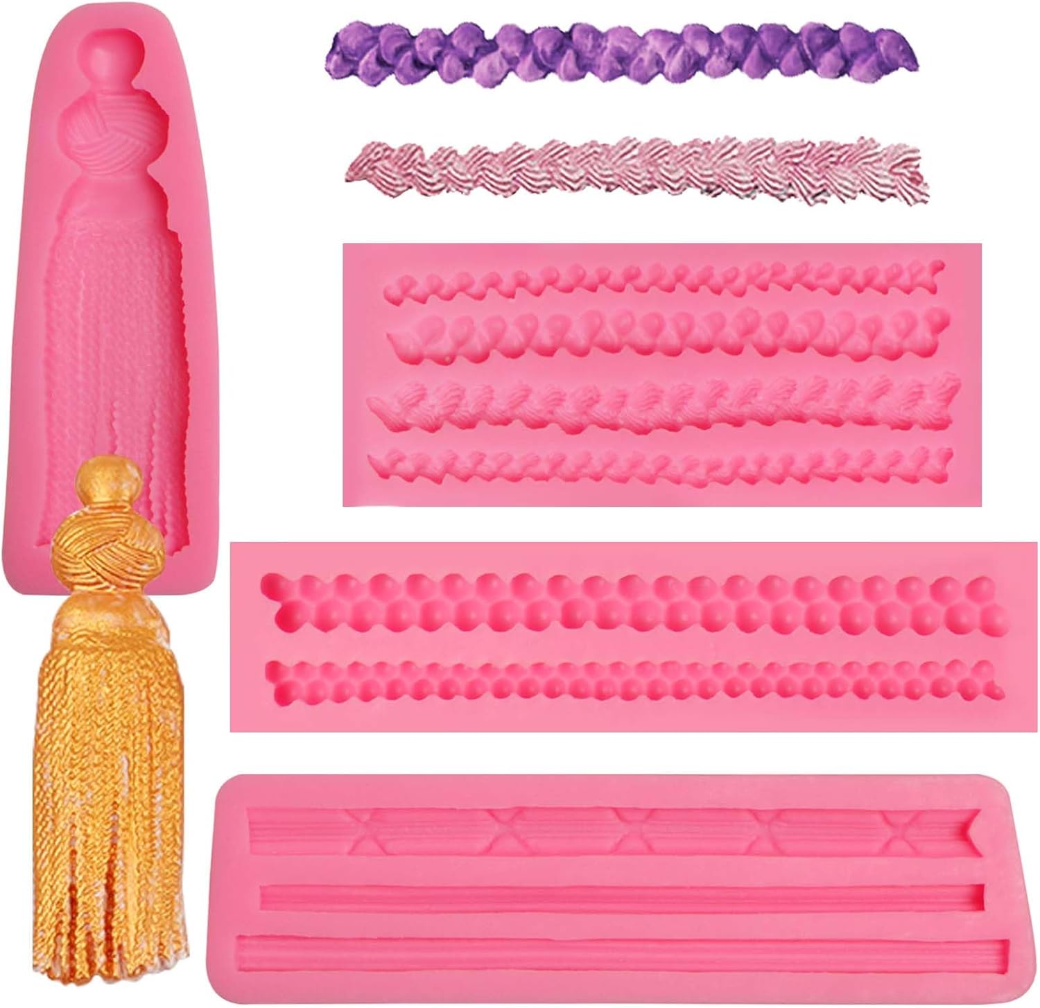 Amazon.com: MUYULIN Hemp Rope Silicone Fondant Molds, Knit Texture Clay ...