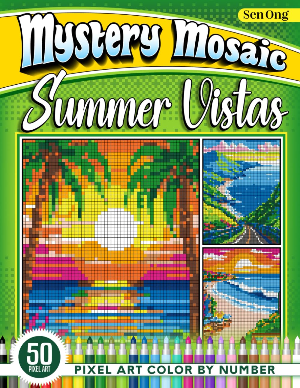 Amazon.com: Summer Vistas Mystery Mosaics Color by Number: 50 Pixel Art ...