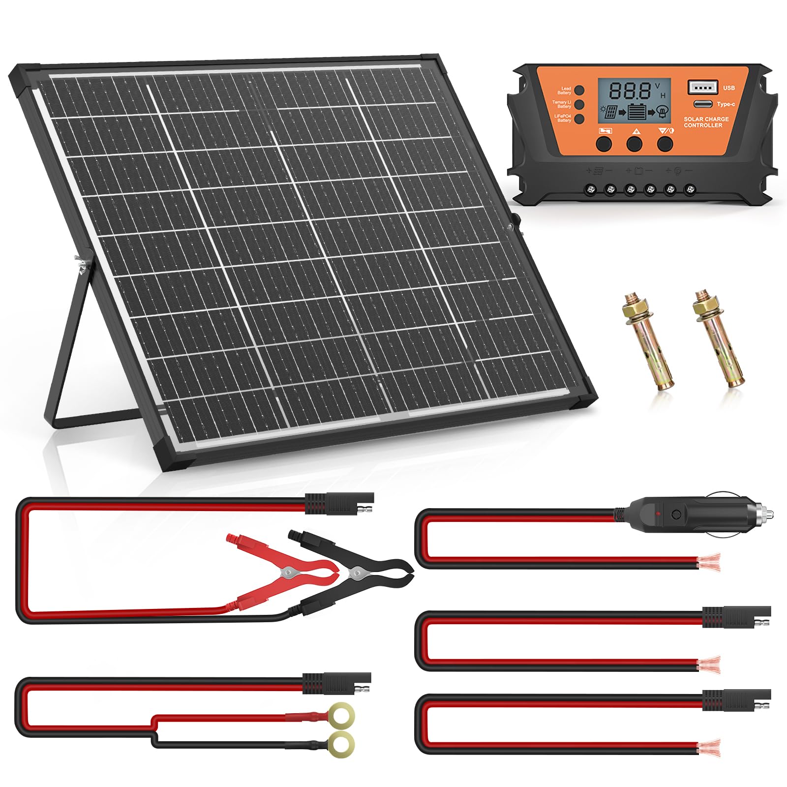 Snapklik.com : 50W Solar Panel Kit 12v Solar Panels Battery Charger ...