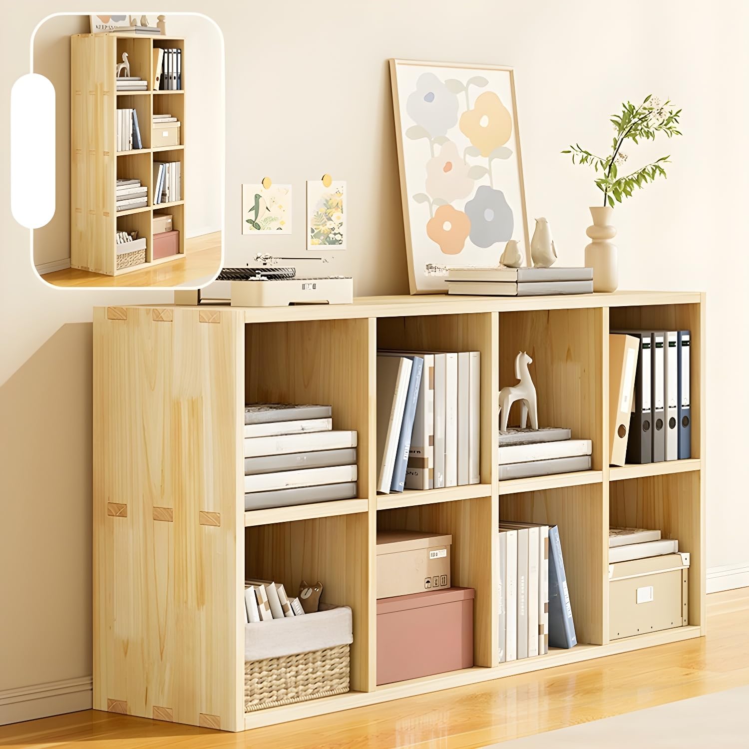 Amazon.com: LITFAD Solid Wood Cube Bookcase with Storage Shelves and ...