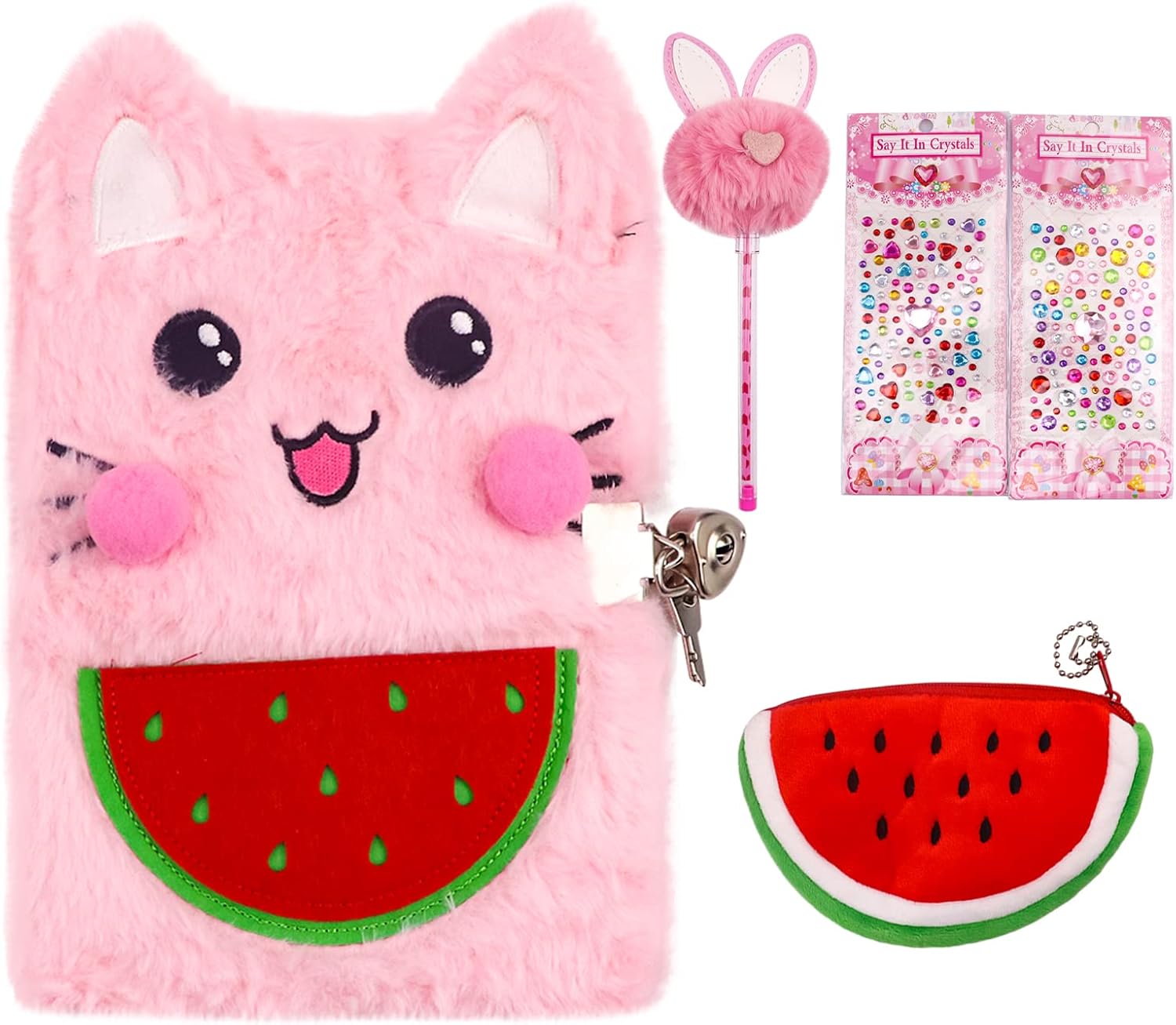 Amazon.com: Cute Notepad Cartoon Notebook, Plush Diary for Girls with ...