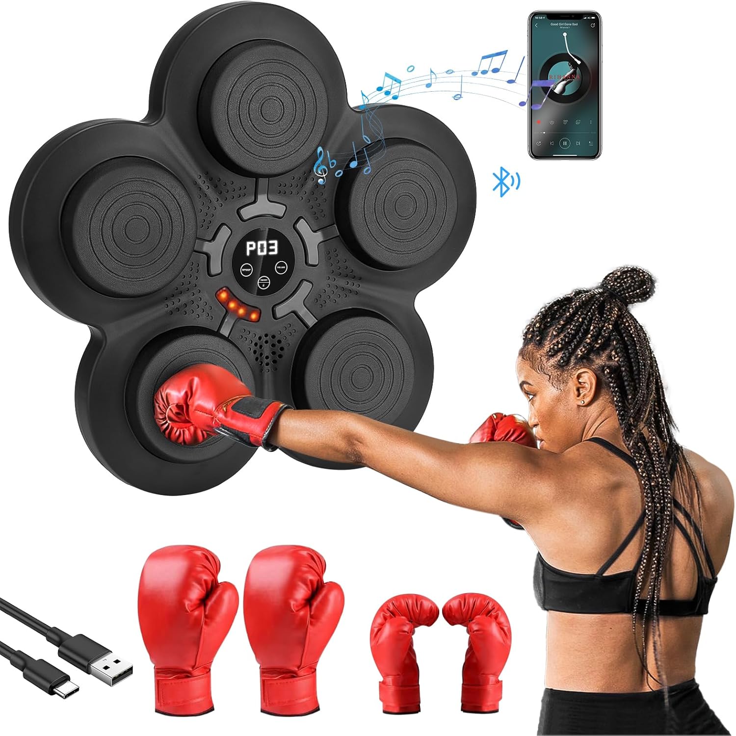 SGYU Máquina de Boxeo con Música Bluetooth Inteligente, Máquina de ...