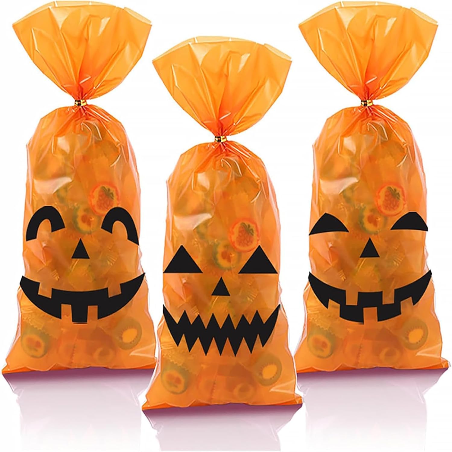 Amazon.com: GIRCSS Halloween Cellophane Treat Bags - 50pcs Plastic ...