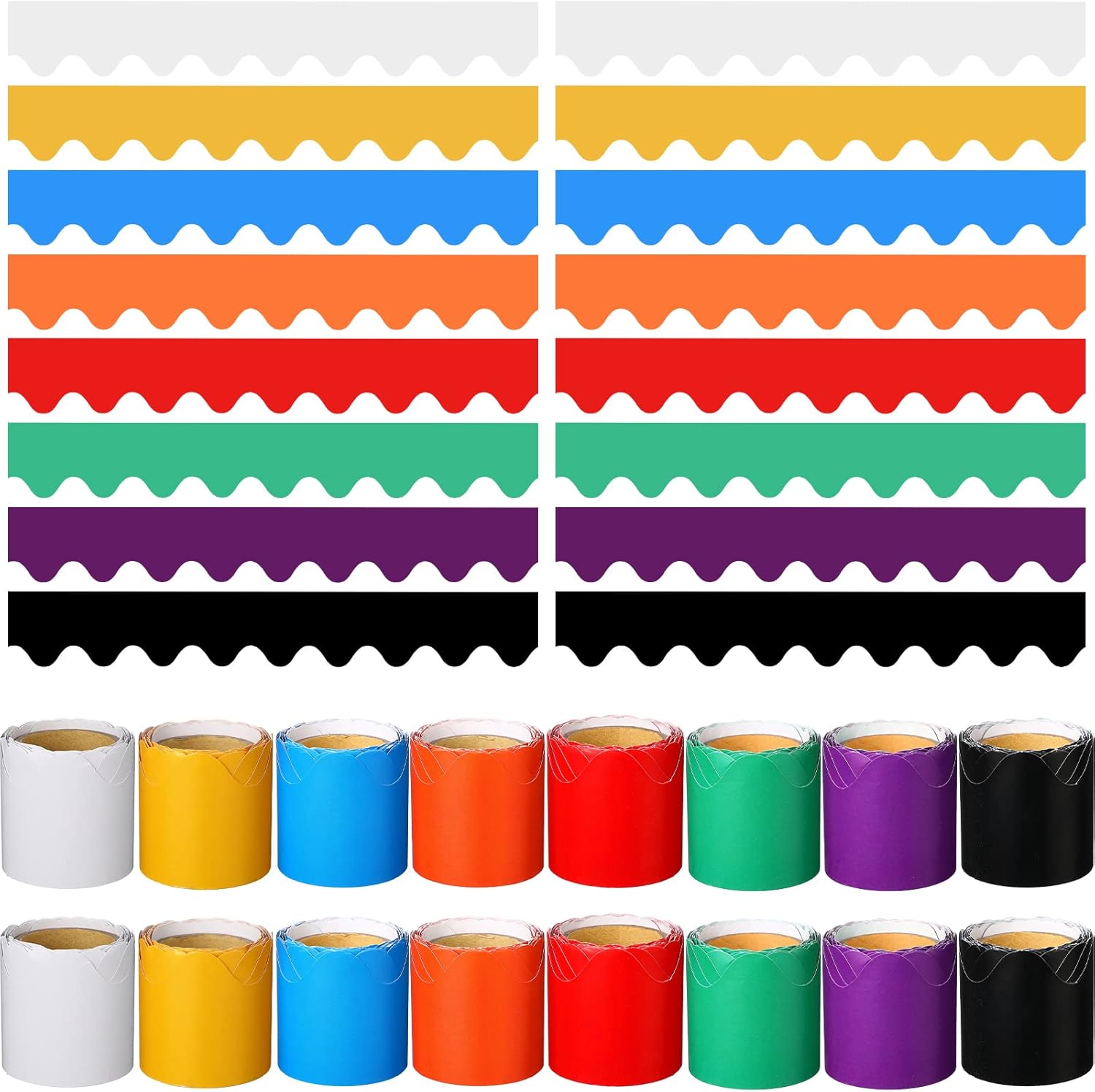 Amazon.com: Teling 16 Rolls Scalloped Bulletin Board Borders 262.4 Feet ...