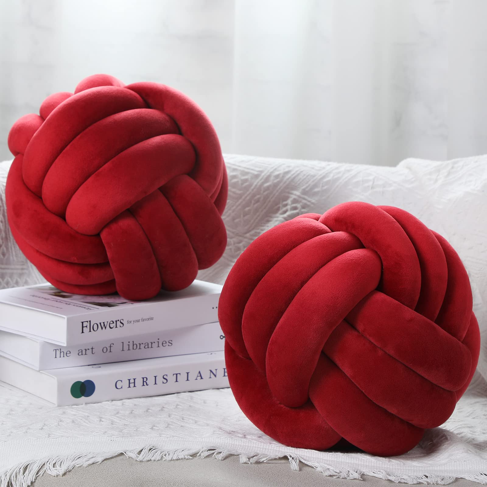 Amazon.com: Namalu 2 Pieces Plush Knot Ball Pillows Decorative Round ...