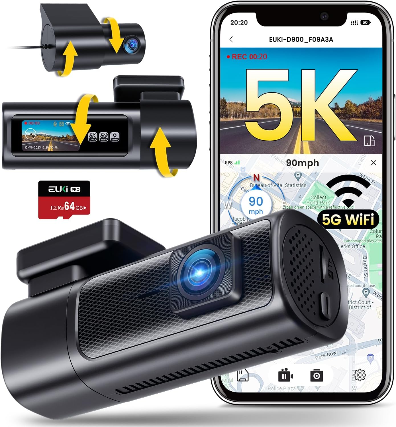 Amazon.com: Dash Camera for Cars, 8K Full UHD Dash Cam Front and Rear ...
