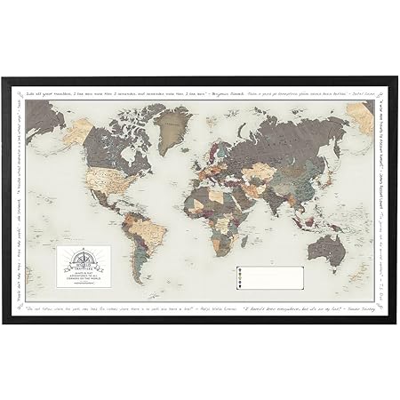 Splosh Travel Board Small World Map White, Push Pin Memo Corkboard ...